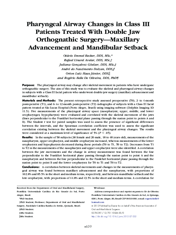 (PDF) Pharyngeal Airway Changes in Class III Patients Treated With ...