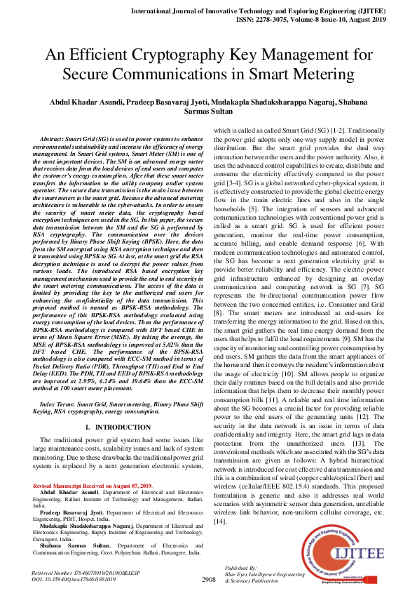 (PDF) An Efficient Cryptography Key Management for Secure Communications in Smart Metering
