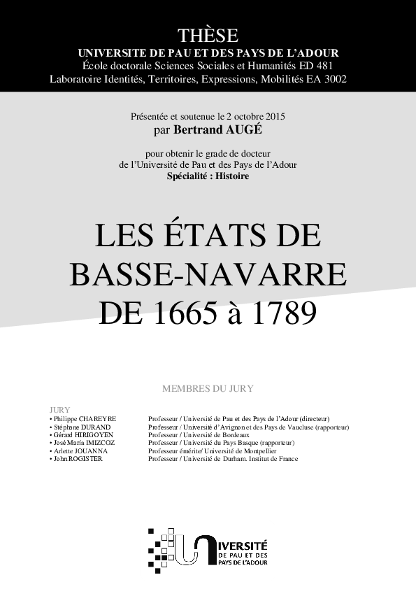 (PDF) The estates generals of french Navarre 1665-1789 | Bertrand Augé ...