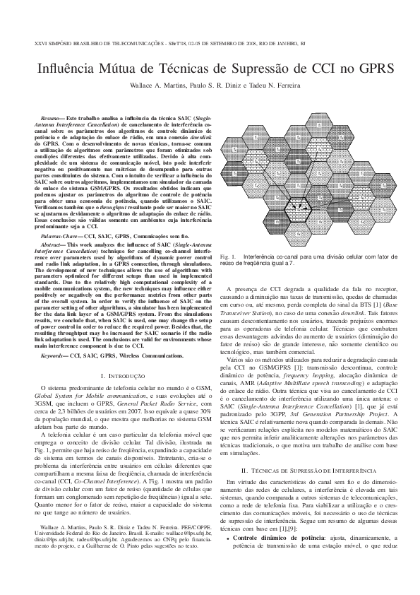 (PDF) Influência Mútua de Técnicas de Supressão de CCI no GPRS