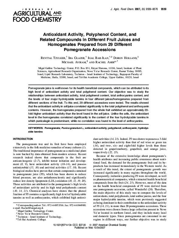 (PDF) Antioxidant Activity, Polyphenol Content, and Related Compounds in Different Fruit Juices ...