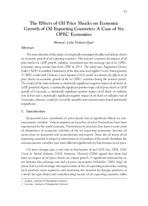 (PDF) The Effects of Oil Price Shocks on Economic Growth of Oil ...