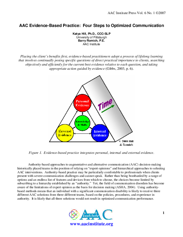 (PDF) AAC Evidence-Based Practice: Four Steps to Optimized Communication