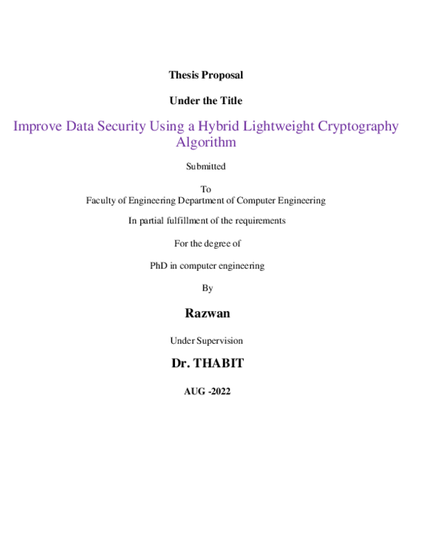 (PDF) Thesis Proposal