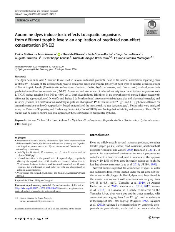 (PDF) Auramine dyes induce toxic effects to aquatic organisms from ...