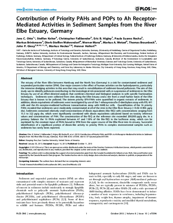 (PDF) Contribution of Priority PAHs and POPs to Ah Receptor-Mediated ...