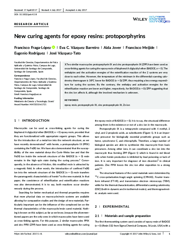 (PDF) New curing agents for epoxy resins: protoporphyrins