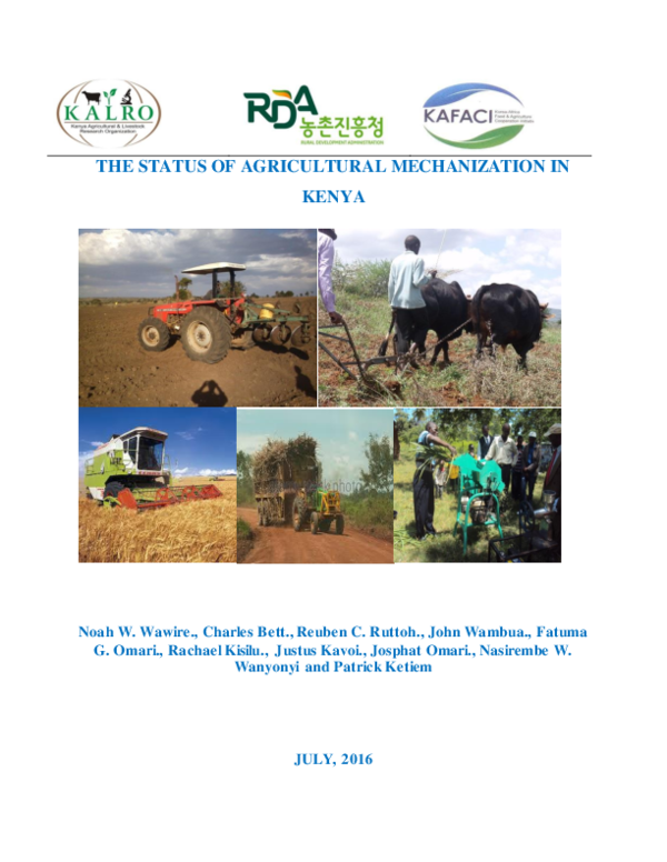 (PDF) The Status of Agricultural Mechanization in Kenya