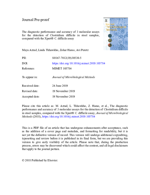 Pdf The Diagnostic Performance And Accuracy Of 3 Molecular Assays For