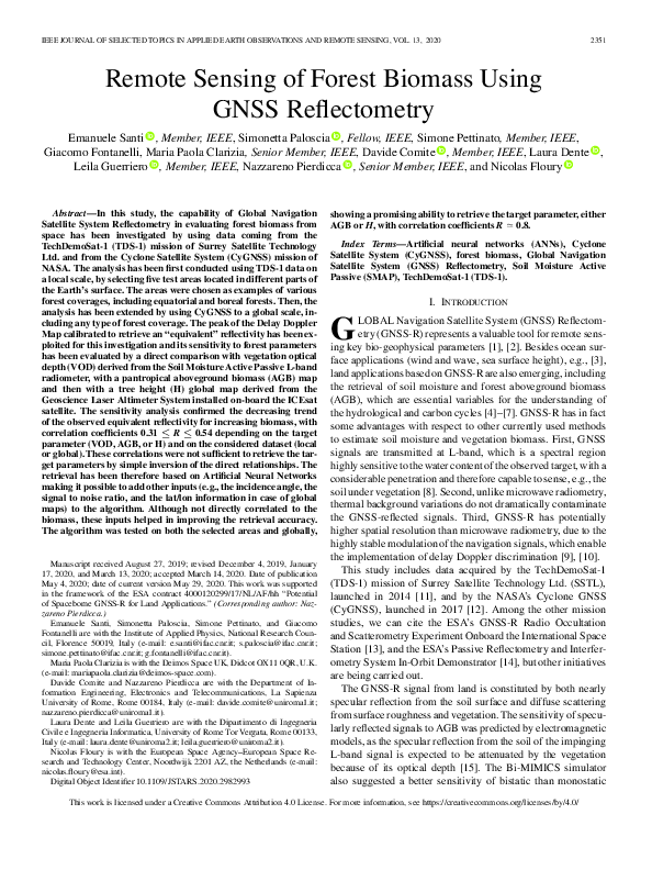 Remote Sensing of Forest Biomass Using GNSS Reflectometry