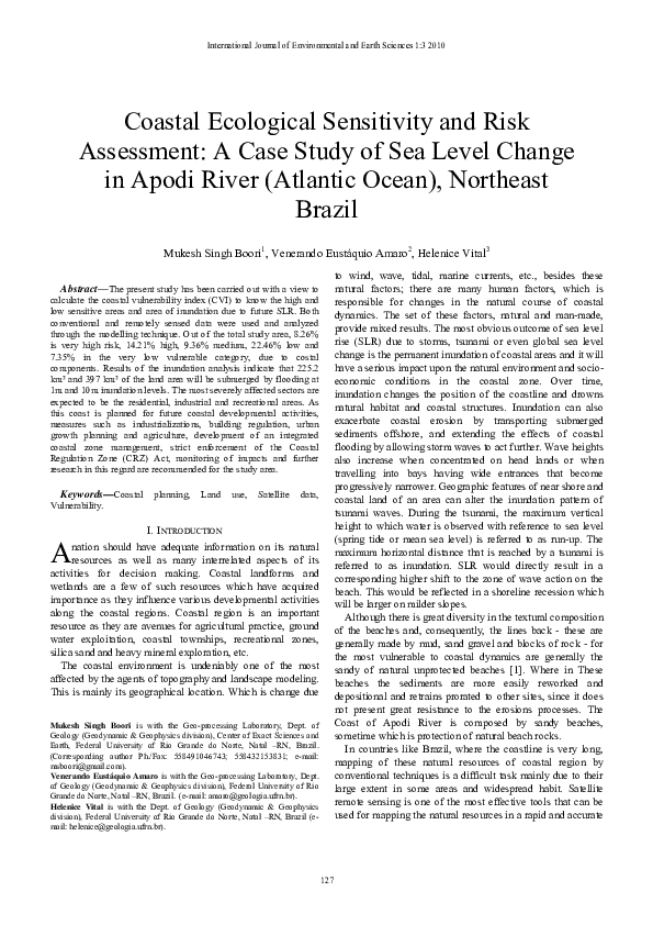 (PDF) Coastal Ecological Sensitivity And Risk Assessment: A Case Study ...