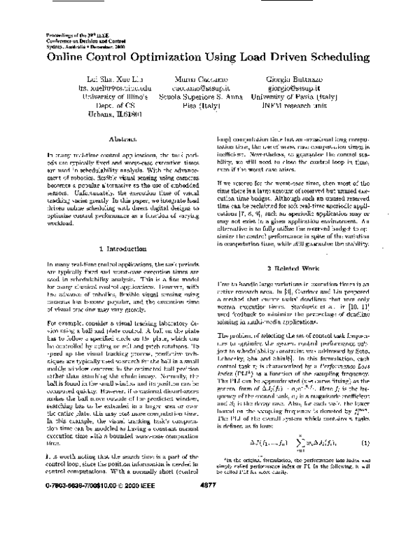 Pdf Online Control Optimization Using Load Driven Scheduling