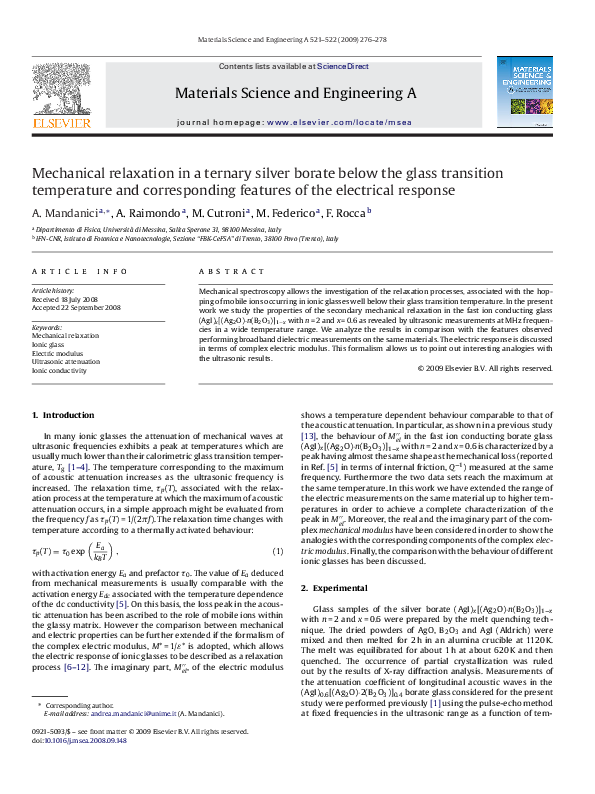 (PDF) Mechanical relaxation in a ternary silver borate below the glass ...