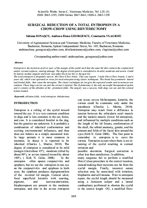 (PDF) Surgical reduction of a total entropion in a Chow-Chow using ...