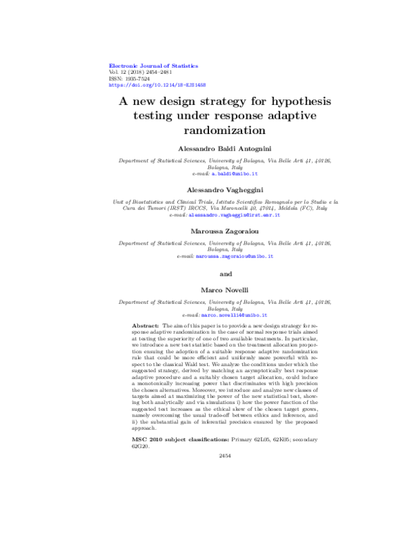 (PDF) A new design strategy for hypothesis testing under response ...