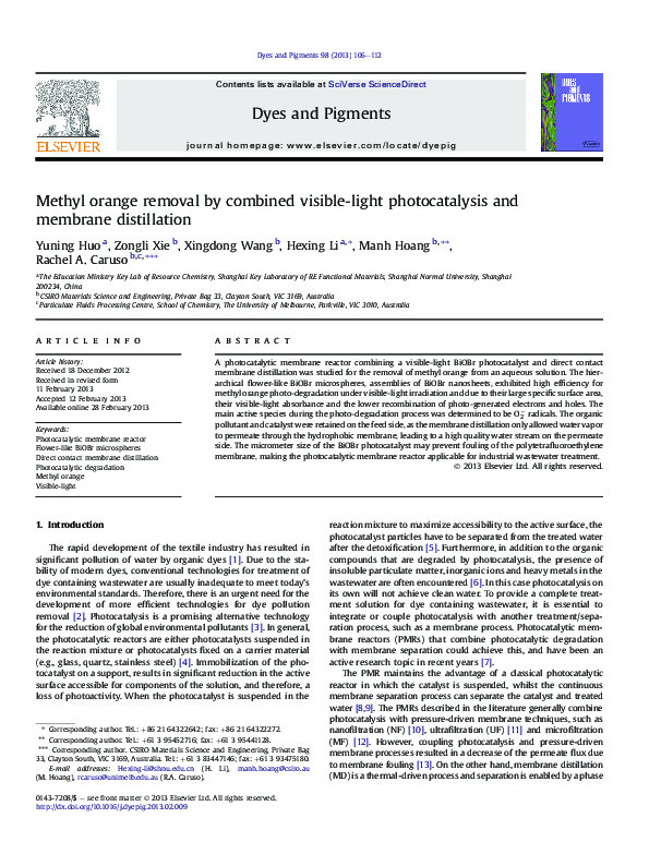 (PDF) Methyl orange removal by combined visible-light photocatalysis ...