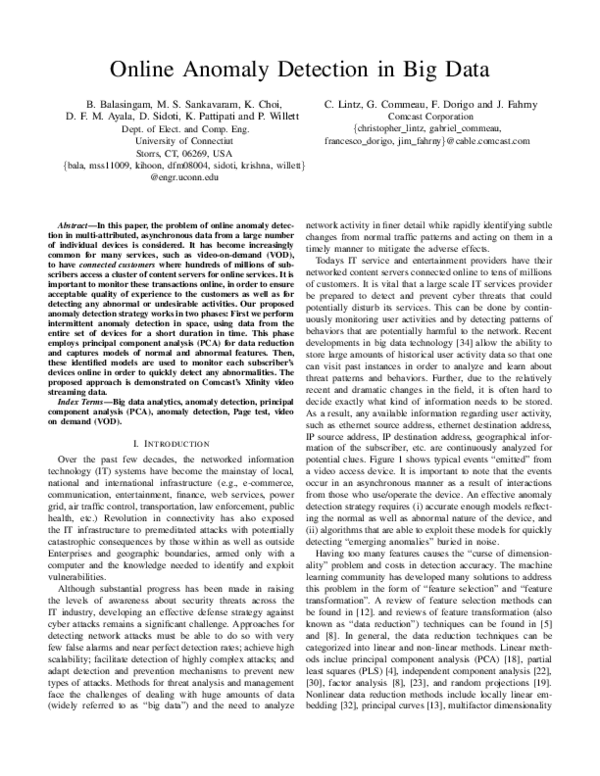 (PDF) Online anomaly detection in big data