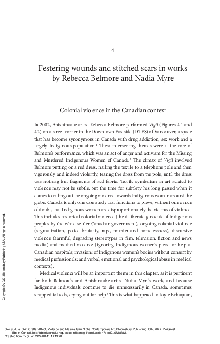 (PDF) Festering Wounds and Stitched Scars in Works by Rebecca Belmore and Nadia Myre