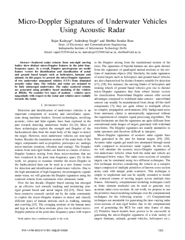 (PDF) Micro-Doppler signatures of underwater vehicles using acoustic radar