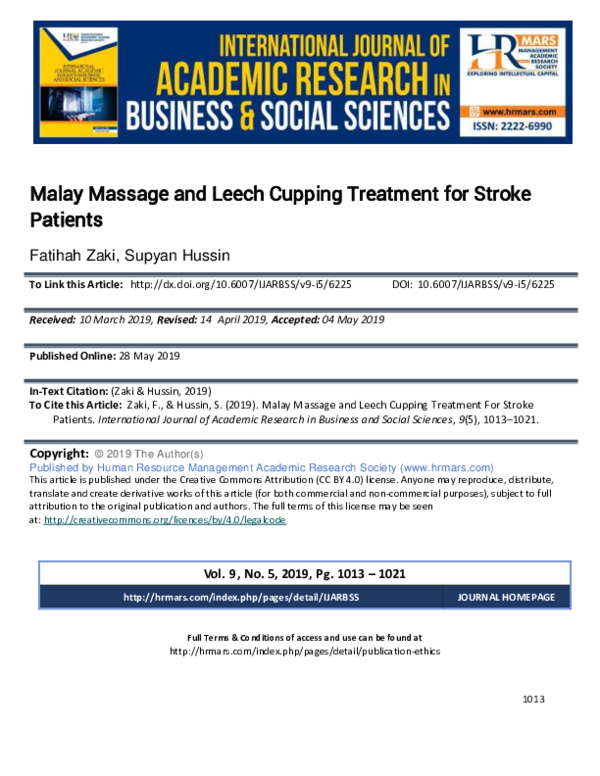 (PDF) Malay Massage and Leech Cupping Treatment for Stroke Patients