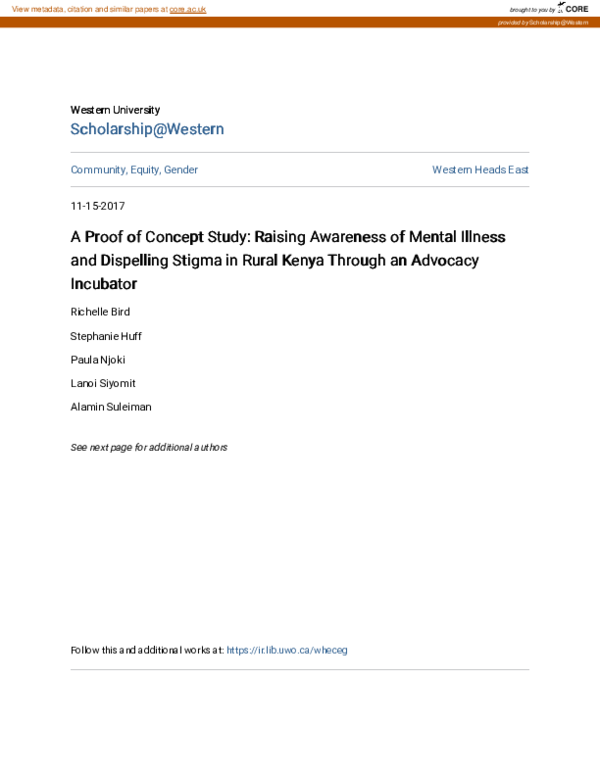 (PDF) A Proof of Concept Study: Raising Awareness of Mental Illness and ...