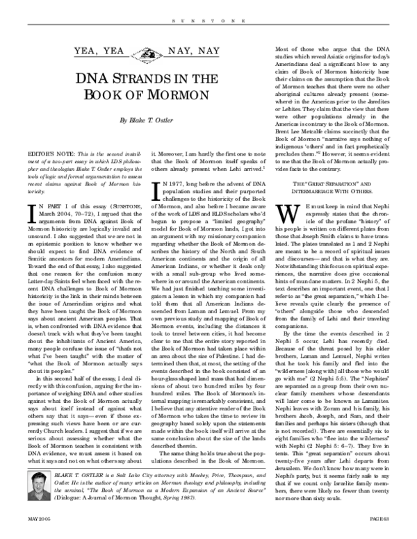 (PDF) DNA Strands in the Book of Mormon