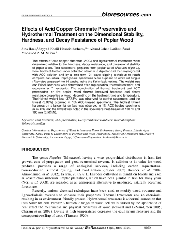 (PDF) Effects of Acid Copper Chromate Preservative and Hydrothermal ...
