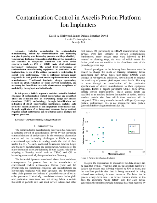 (PDF) Contamination control in Axcelis Purion platform ion implanters