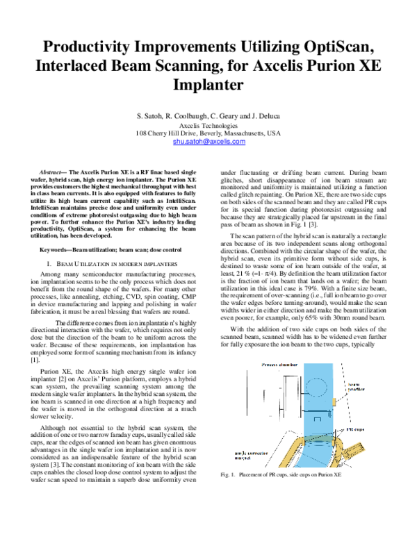 (PDF) Productivity improvements utilizing OptiScan, interlaced beam scanning, for Axcelis Purion ...