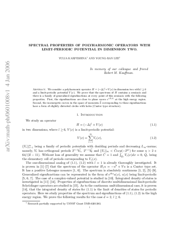 (PDF) Spectral properties of polyharmonic operators with limit-periodic ...