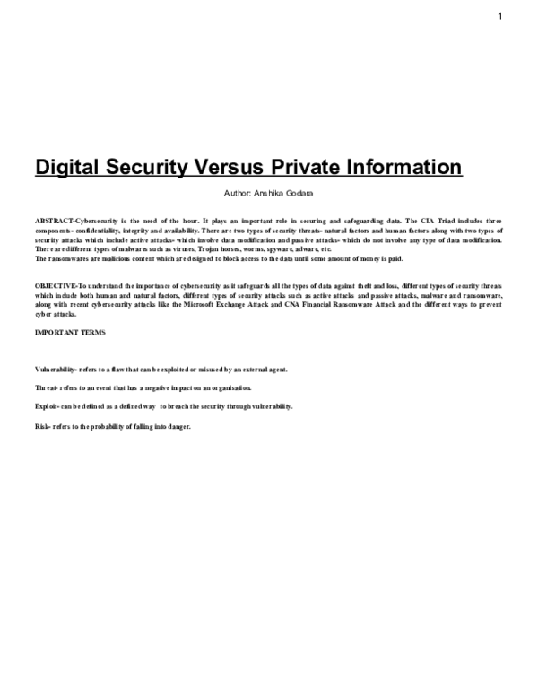 (DOC) Digital Security Versus Private Information