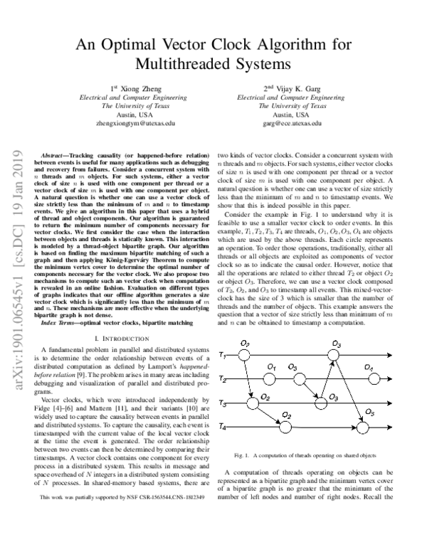 Pdf An Optimal Vector Clock Algorithm For Multithreaded Systems Vijay Garg