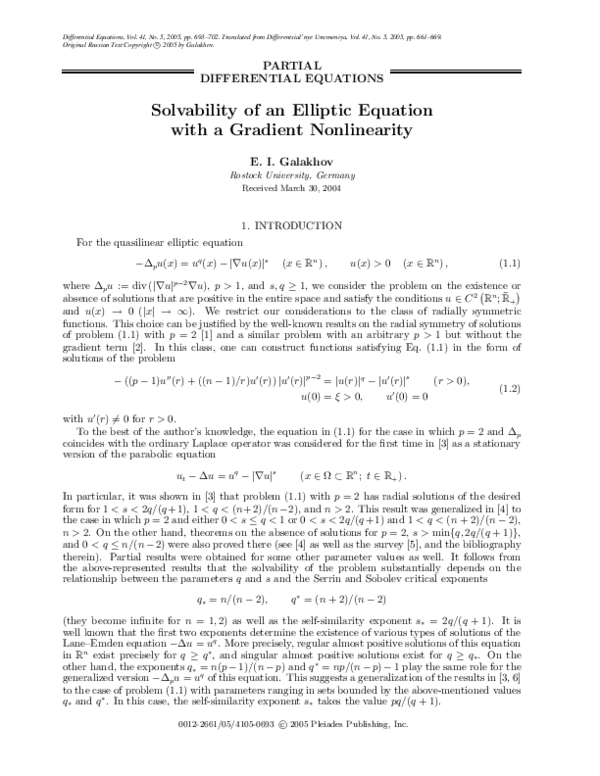 (PDF) Solvability of an Elliptic Equation with a Gradient Nonlinearity