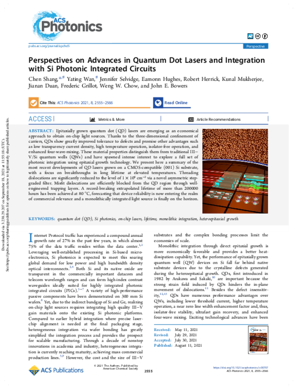 (PDF) Perspectives on Advances in Quantum Dot Lasers and Integration with Si Photonic Integrated ...