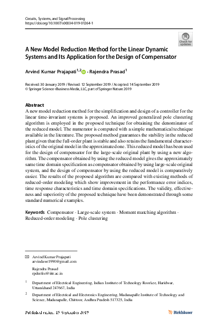 Pdf A New Model Reduction Method For The Linear Dynamic Systems And Its Application For The