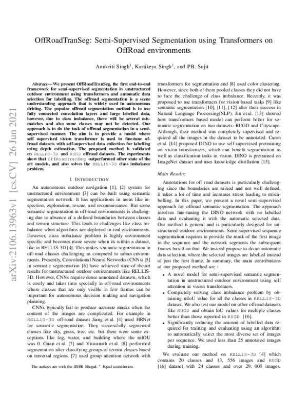 (PDF) OffRoadTranSeg: Semi-Supervised Segmentation using Transformers on OffRoad environments