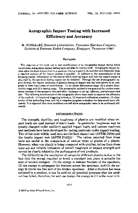 (PDF) Autographic impact testing with increased efficiency and accuracy