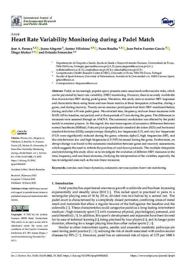 (PDF) Heart Rate Variability Monitoring during a Padel Match