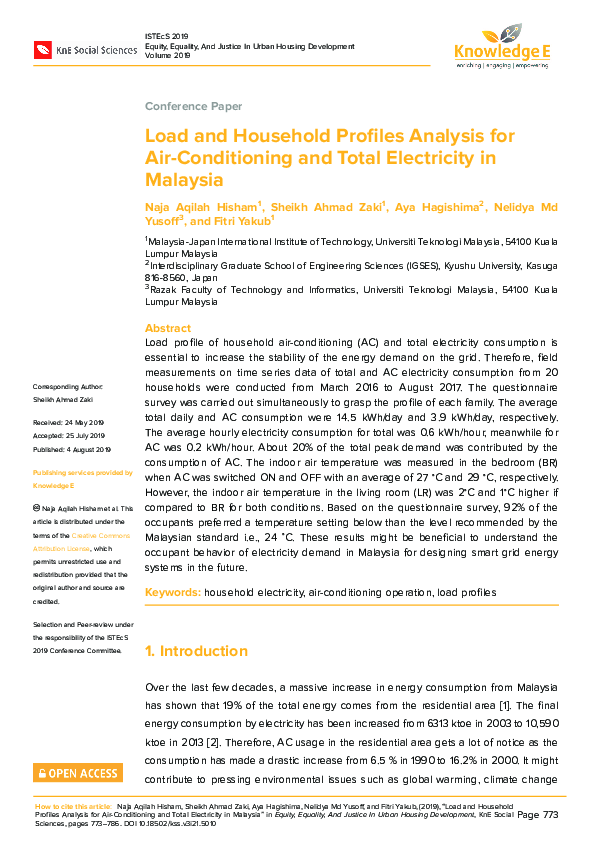 (PDF) Load and Household Profiles Analysis for Air-Conditioning and ...