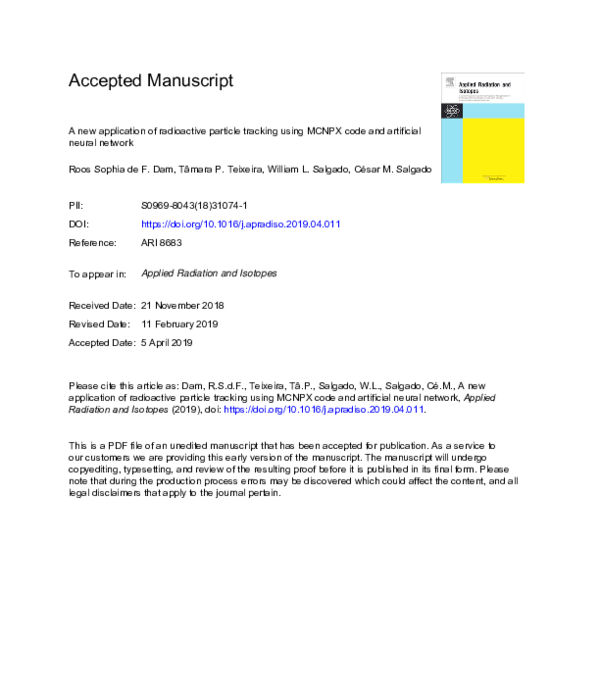 Pdf A New Application Of Radioactive Particle Tracking Using Mcnpx Code And Artificial Neural