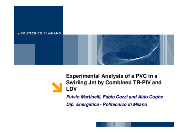 (PDF) Experimental Analysis of a PVC in Swirling Jet by Combined TR-PIV ...