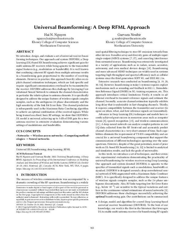 (PDF) Universal Beamforming: A Deep RFML Approach | Hai Nguyen ...