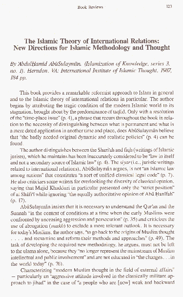 (PDF) The Islamic Theory of International Relations