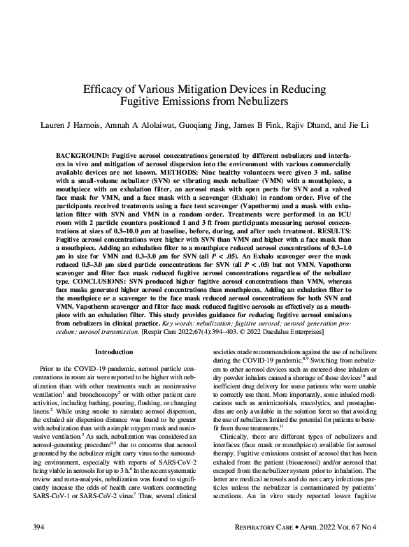 (PDF) Efficacy of Various Mitigation Devices in Reducing Fugitive ...