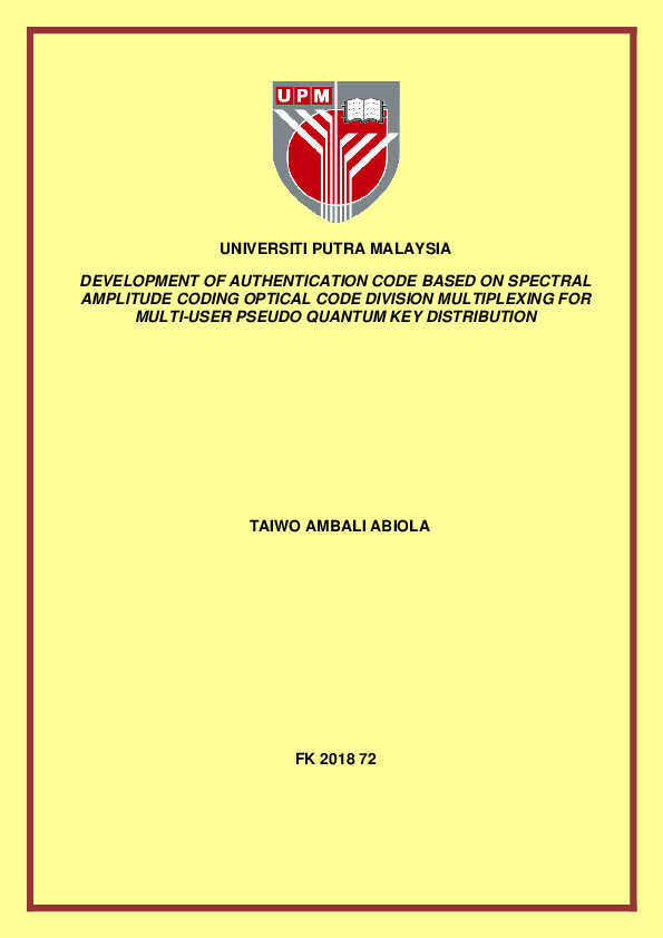 (PDF) Development of authentication code based on spectral amplitude coding optical code ...