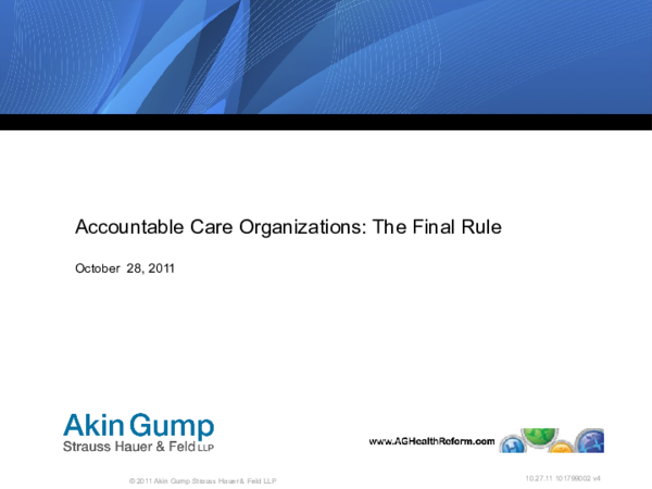 (PPT) Panel 1: Introduction to Accountable Care Organizations