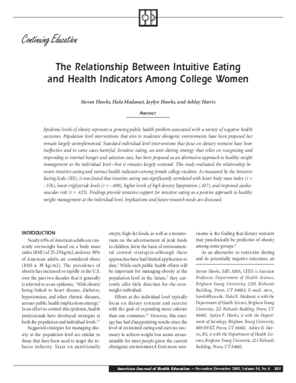 (PDF) The Relationship between Intuitive Eating and Health Indicators ...