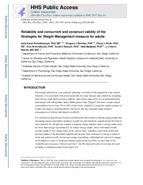 (PDF) Reliability and concurrent and construct validity of the ...