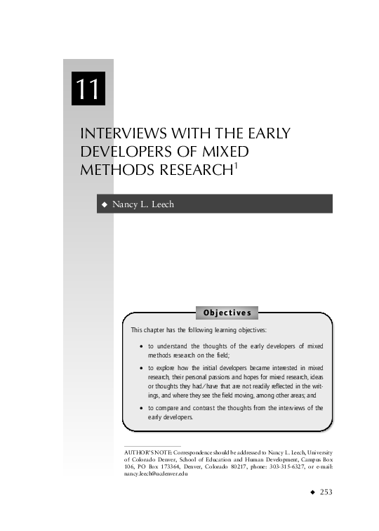 (PDF) Interviews with the Early Developers of Mixed Methods Research1