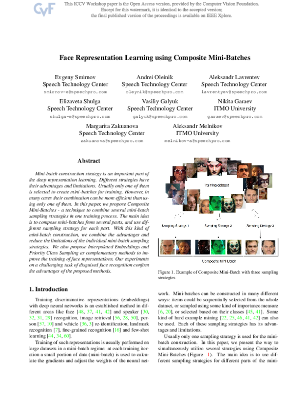 (PDF) Face Representation Learning using Composite Mini-Batches